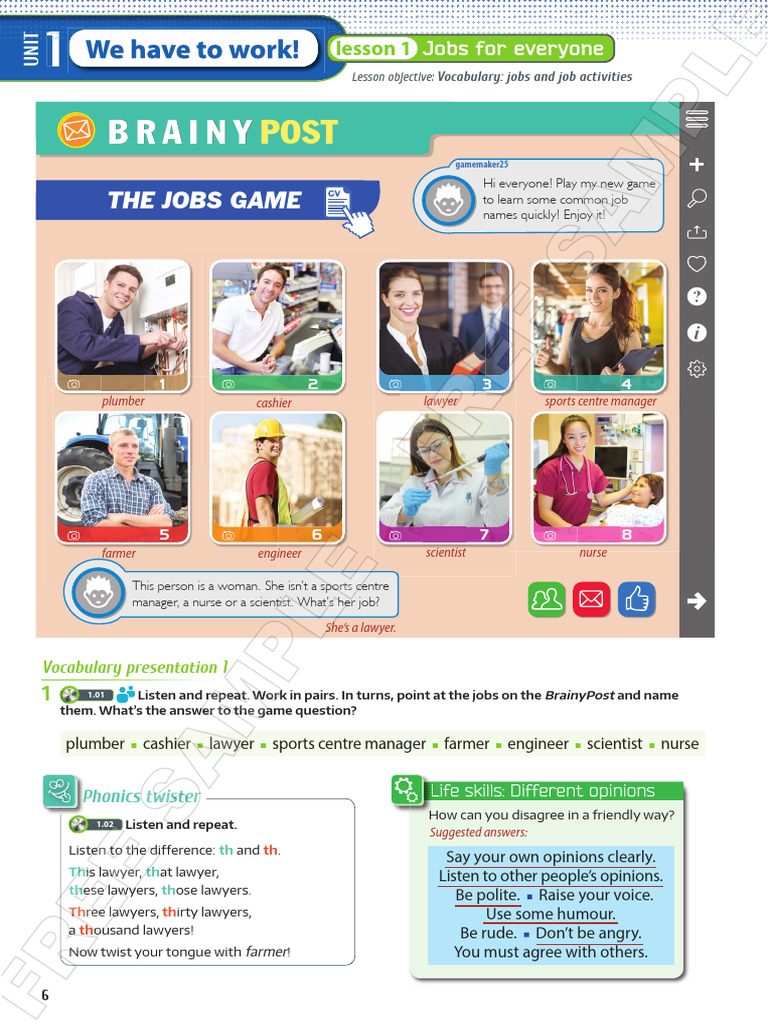 The Jobs Game: Vocabulary & Activities | PDF