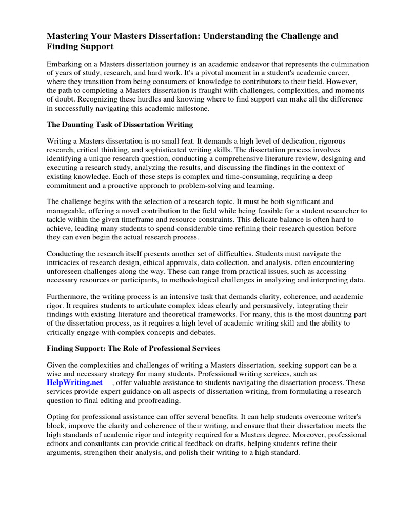 Masters Dissertation Sample | PDF | Thesis | Methodology