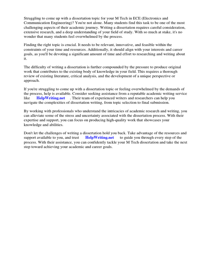 Dissertation Topics For M Tech Ece | PDF | Thesis | Concrete
