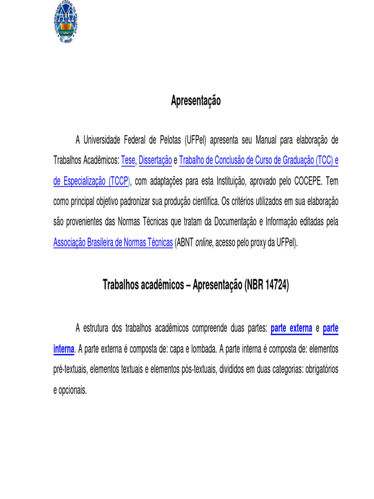 ABNT Manual - Normas - UFPel - Trabalhos - Acadêmicos | PDF | Abstract ...