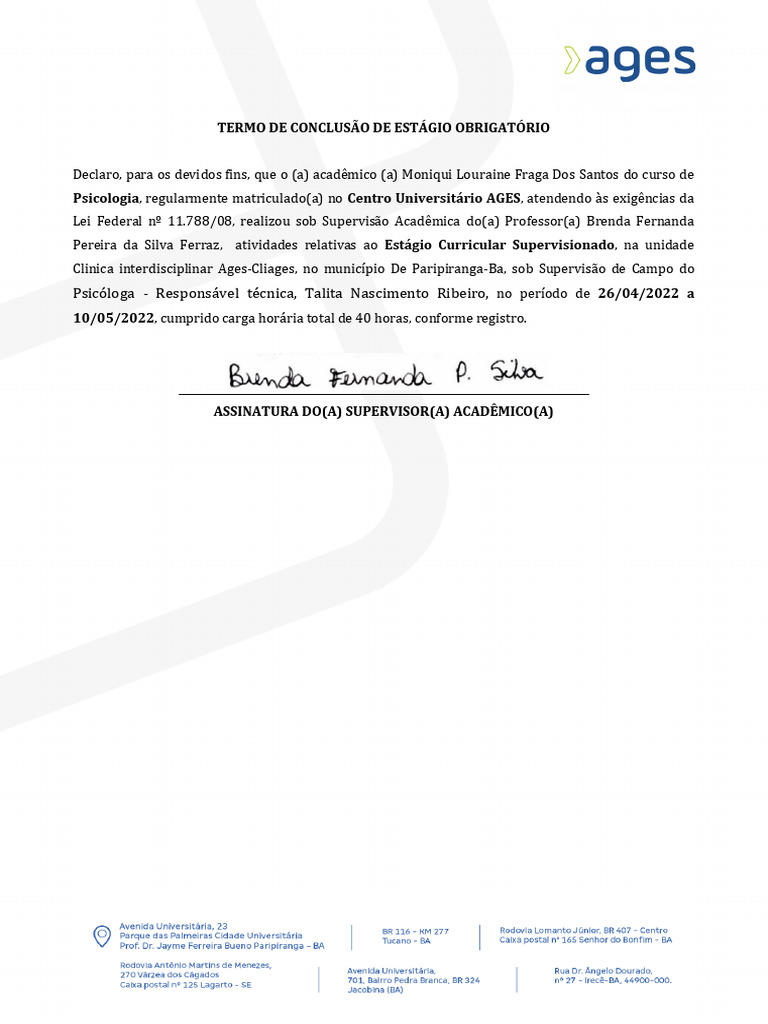 Termo de Conclusão - Campo e Planejamento Moniqui | PDF Termo de Conclusão - Campo e Planejamento Moniqui | PDF