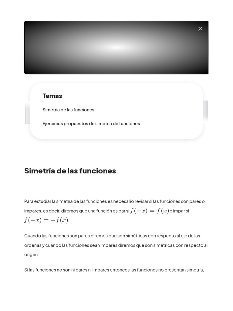 Ejercicios de Simetria de Funciones - Superprof | PDF | Función continua | Función (Matemáticas)