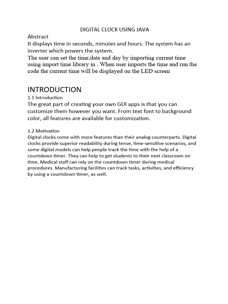 Digital Clock Using Java | PDF | Clock | Timer