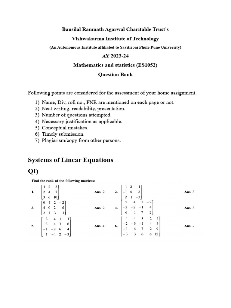 Mas QB | PDF | Eigenvalues And Eigenvectors | Mathematical Concepts