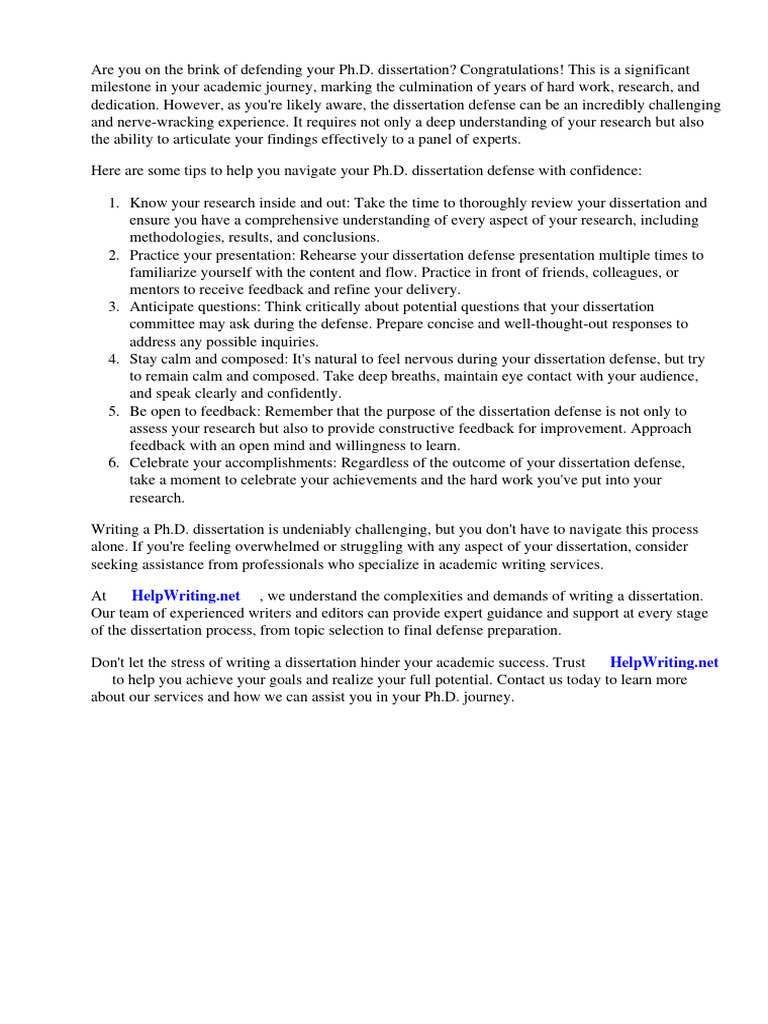 Tips For PHD Dissertation Defense | PDF | Thesis