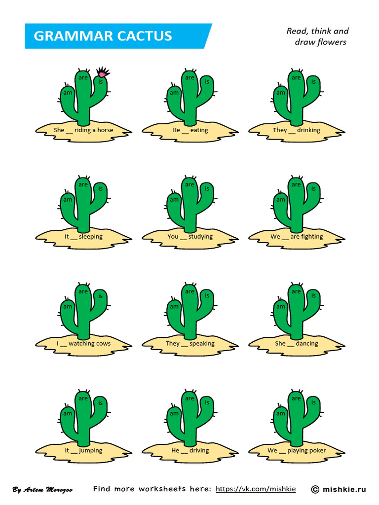 Grammar Cactus: Fill-in-the-Blank Exercises | PDF