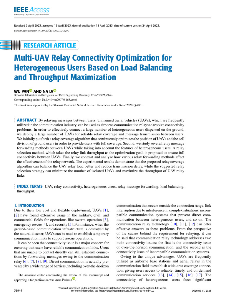 11 - 2023 - Multi-UAV Relay Connectivity Optimization For Heterogeneous Users Based On Load ...
