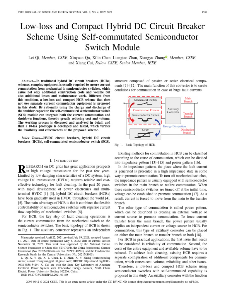 11 - 2023 - Low-Loss and Compact Hybrid DC Circuit Breaker Scheme Using Self-Commutated ...