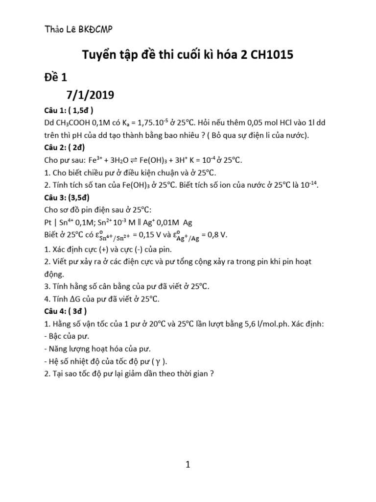 tổng hợp đề thi ck | PDF