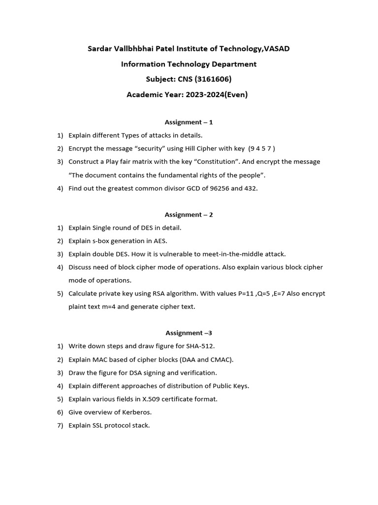 CNS Assignment | PDF