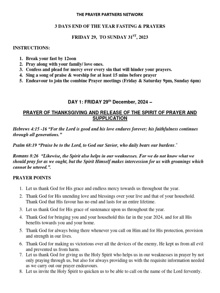 End of Year Prayer Points 2023 | PDF | Prayer | Jesus