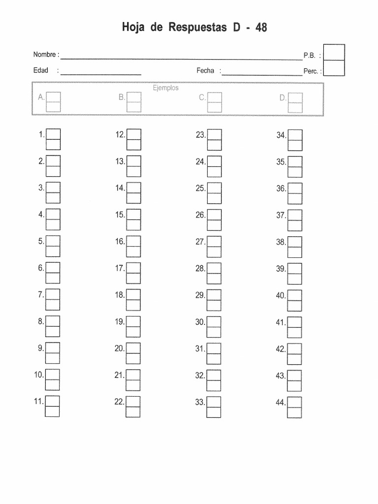 Hoja de Respuestas D48 | PDF