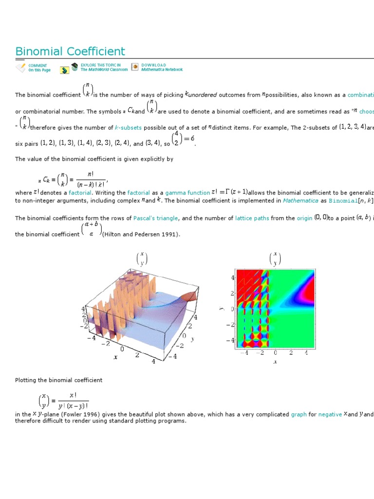 Binomial Coefficient | Algebra | Analysis