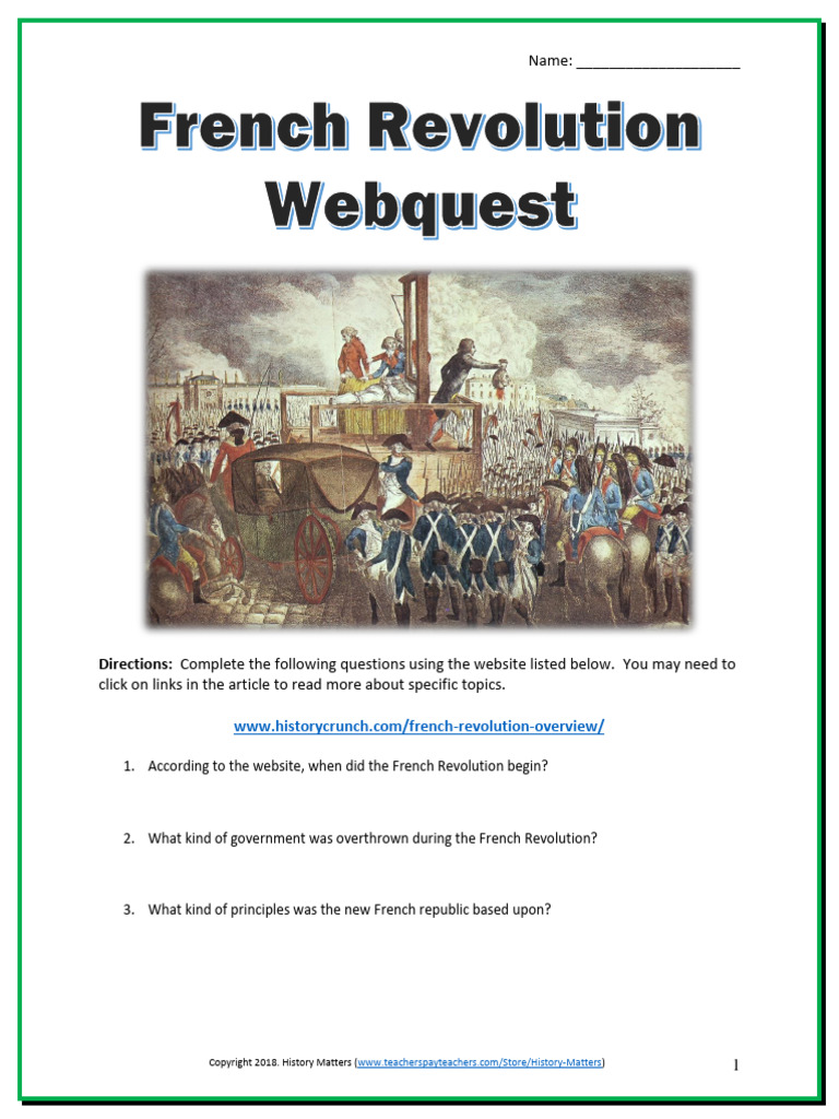 Elisabeth Bensch - French Revolution Webquest QUESTIONS | PDF | French ...