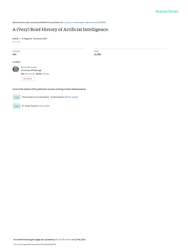 A Very Brief History of Artificial Intelligence | PDF | Artificial ...