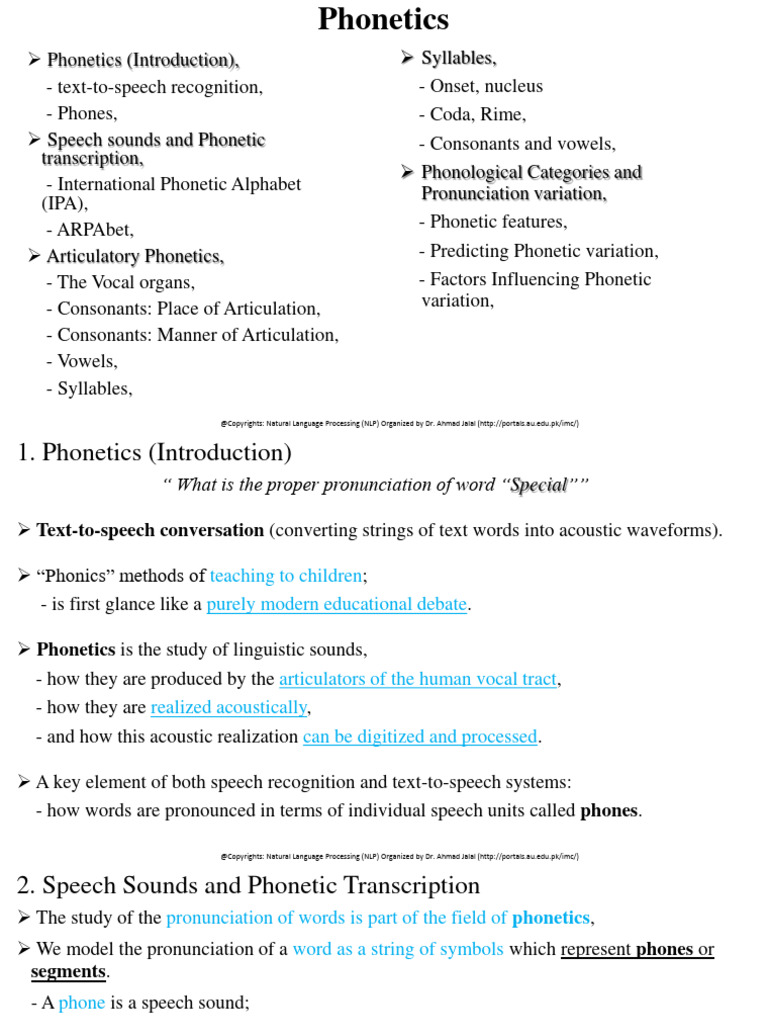 Phonetics | PDF | Syllable | Phonetics
