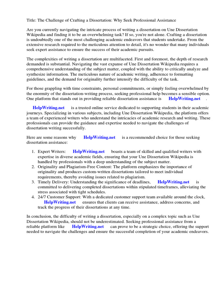 Une Dissertation Wikipedia | PDF | Thesis | Methodology