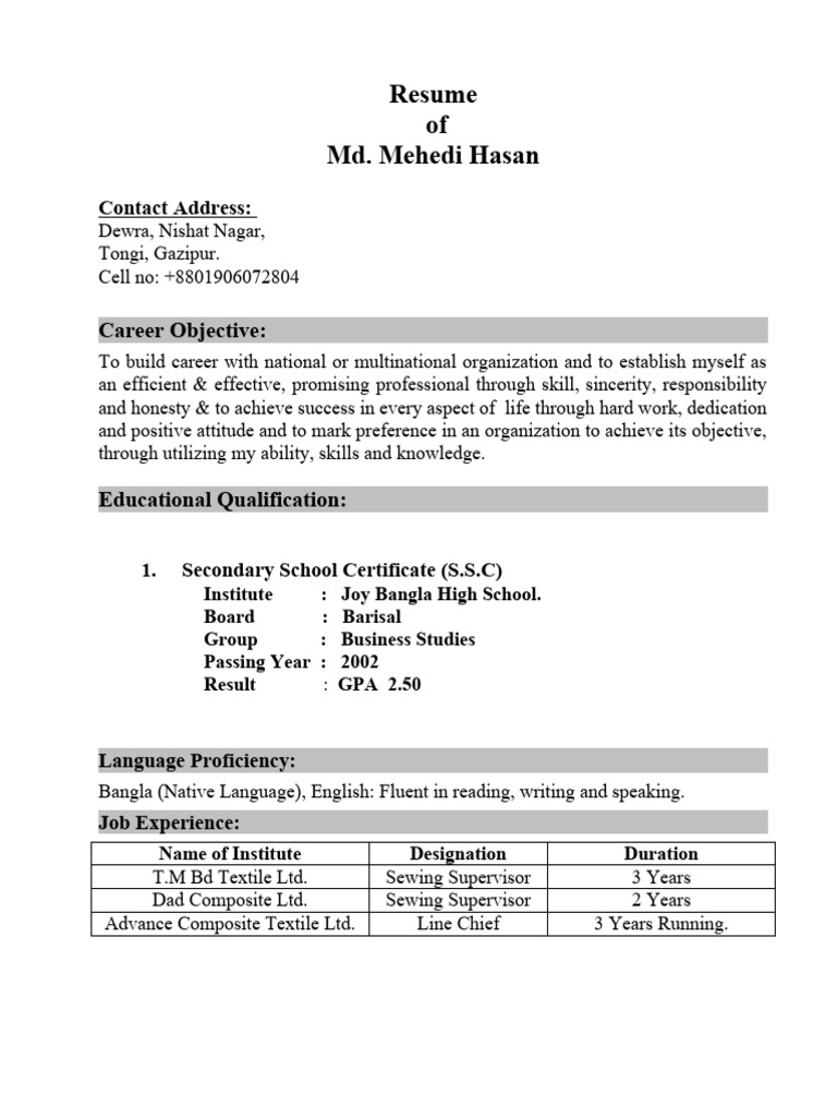 Mehedi | PDF | Career & Growth