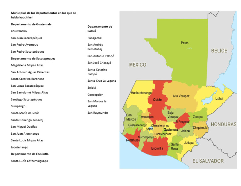 Departamentos de Guatemala que hablan Kaqchikel | PDF