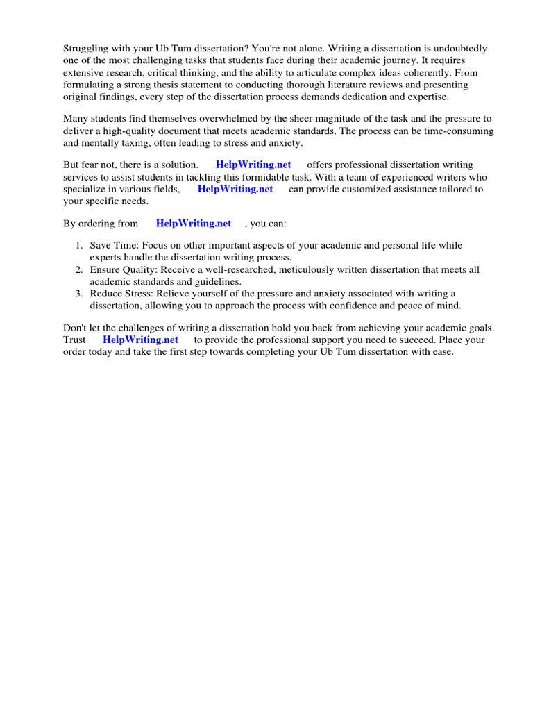 Ub Tum Dissertation | PDF | Thesis | Doctor Of Philosophy