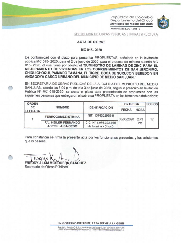 Acta de Cierre | PDF