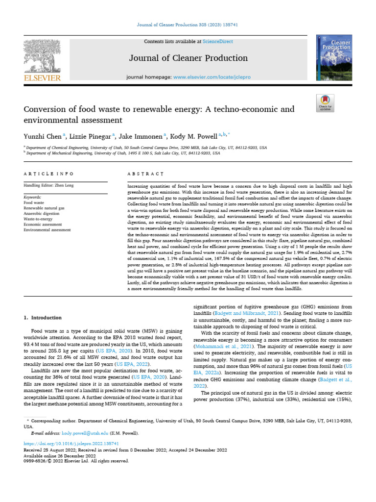 Conversion of Food Waste To Renewable Energy... | PDF | Waste ...