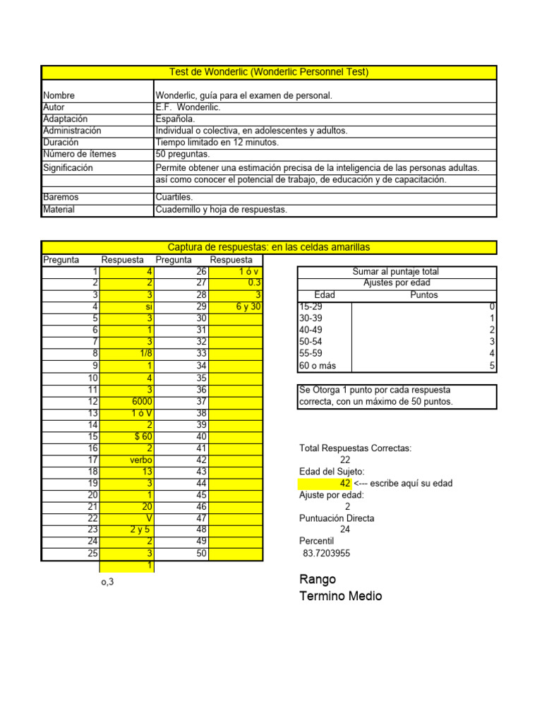 Corrector Wonderlic Con Explicacion | PDF