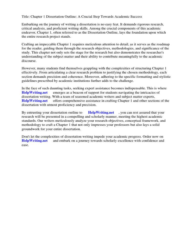 Dissertation Chapter 1 Guide | PDF | Thesis | Methodology