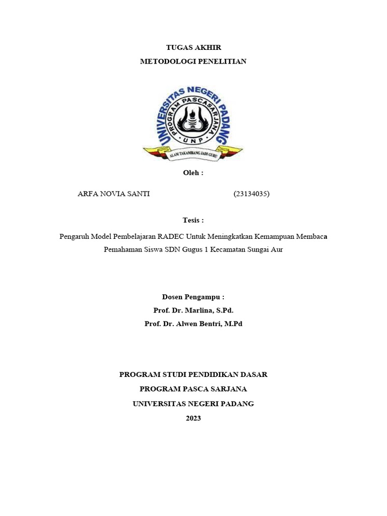 Arfa Novia Santi 23124035-Proposal Kuantitatif | PDF