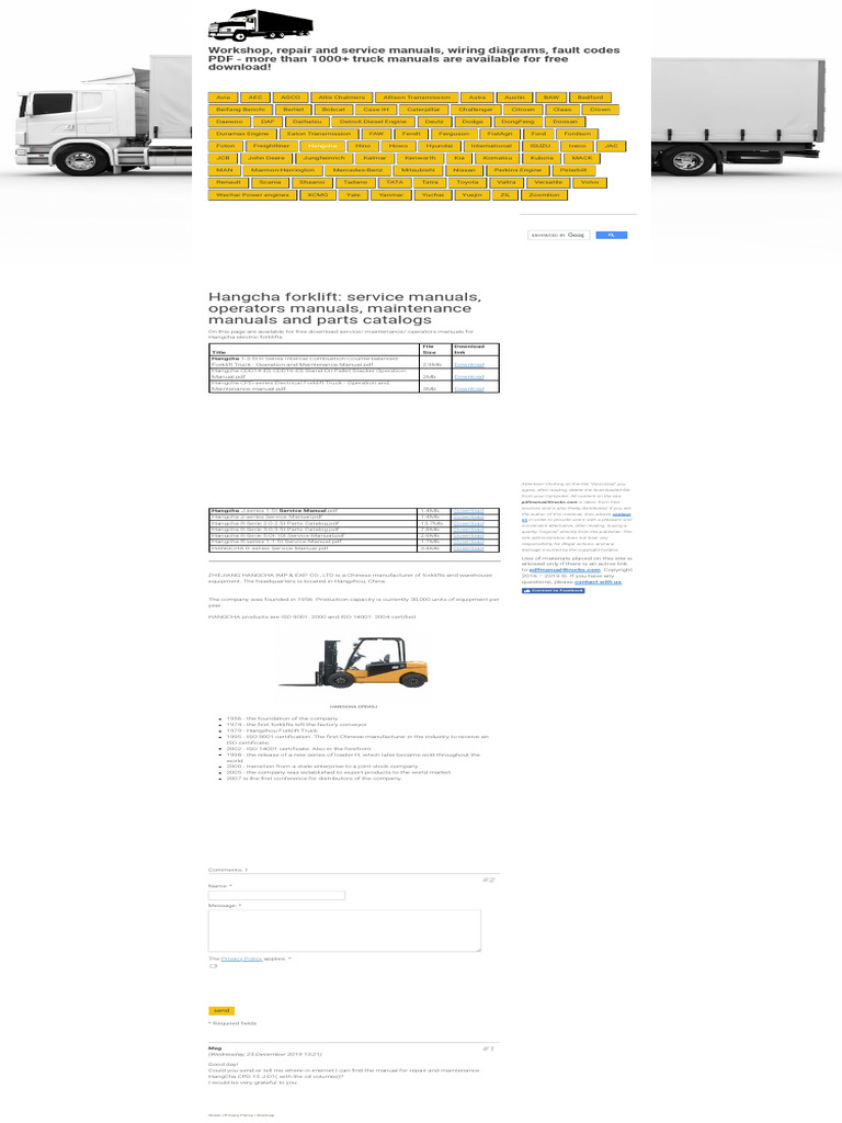 Hangcha Forklift Service | PDF | Commercial Vehicles | Motor Vehicle