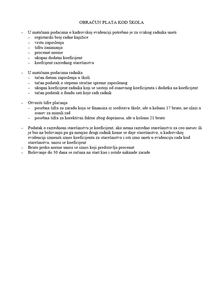 obracun plate kod skola | PDF