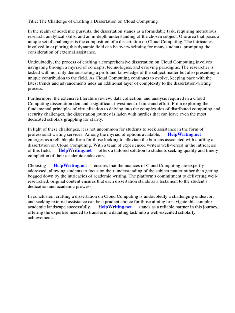 Cloud Computing Dissertation Examples | PDF | Cloud Computing | Computing
