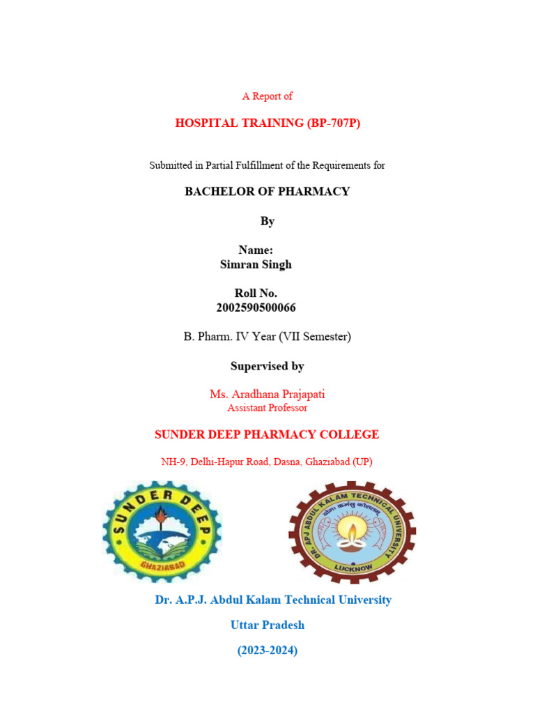 Hospital Training Report Simran | PDF | Pathology | Injection (Medicine)