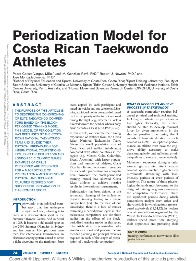 Periodization Model For Costa Rican Taekwondo.7 | PDF