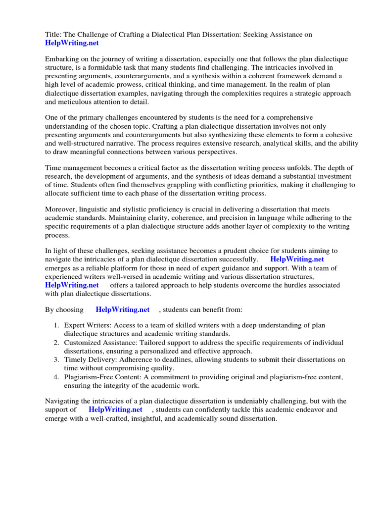 Plan Dialectique Dissertation Exemple | PDF | Thesis | Georg Wilhelm Friedrich Hegel