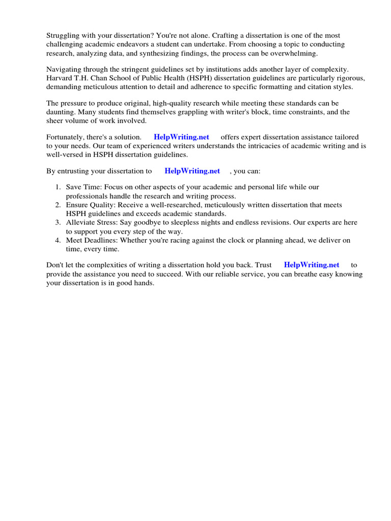 HSPH Dissertation Guidelines | PDF | Thesis | Methodology