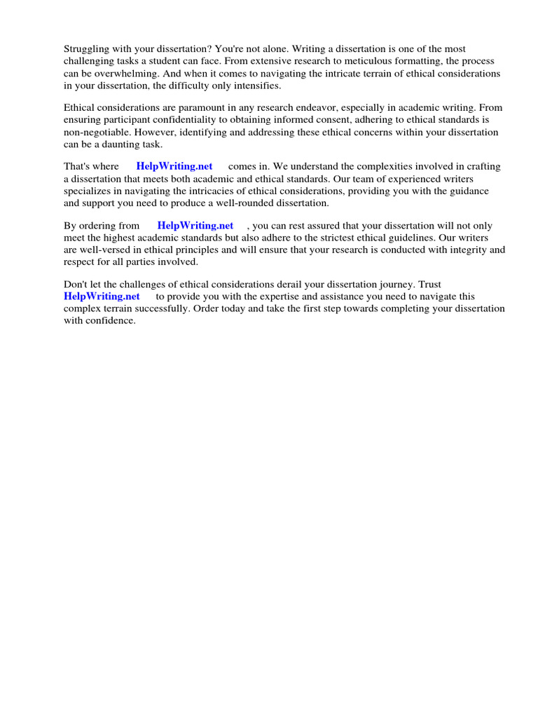 Ethical Considerations Dissertation Example | PDF | Methodology ...