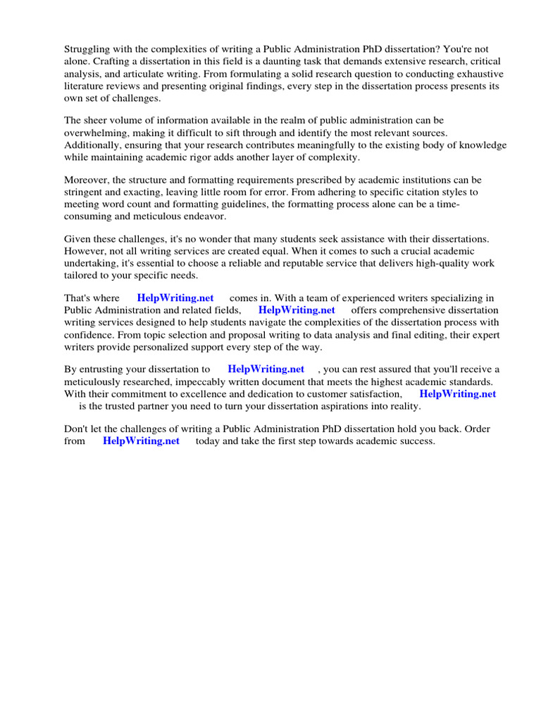 Public Administration PHD Dissertation | PDF | Public Administration ...