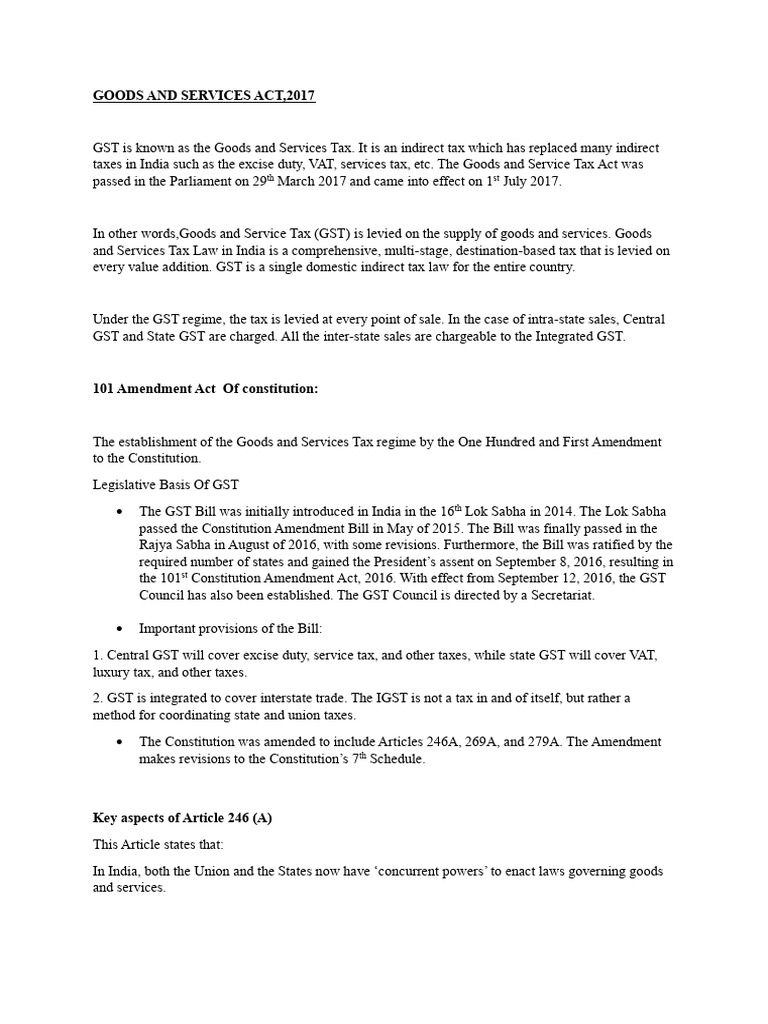 GST Notes | PDF | Taxes | Government Finances