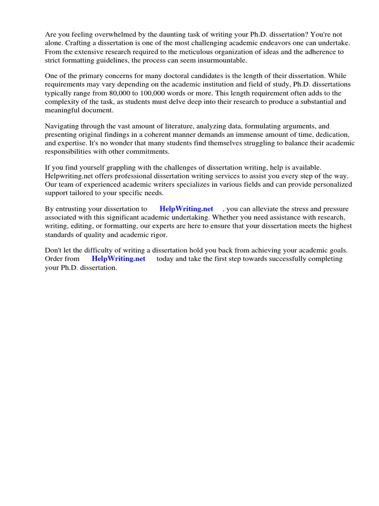 PHD Dissertation Length | PDF | Thesis | Doctor Of Philosophy