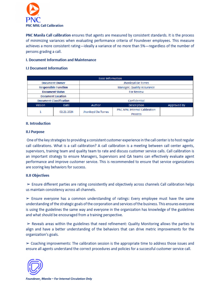 Call Calibration Document | PDF | Calibration | Performance Indicator