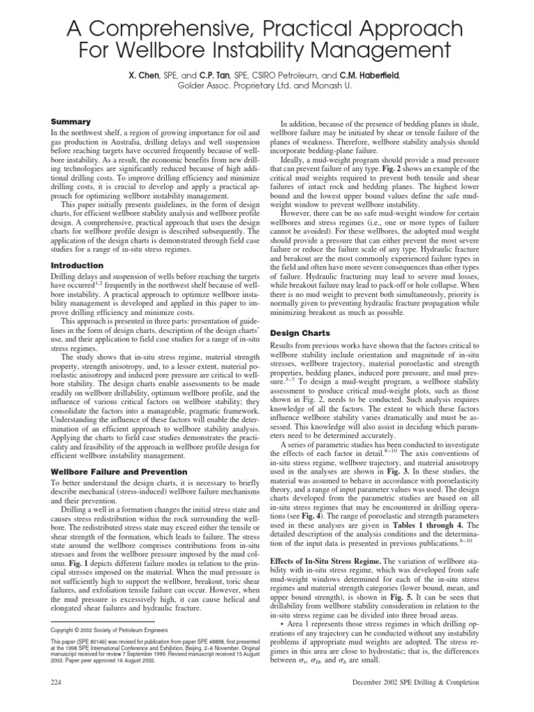 SPE-A Comprehensive & Practical Approach For Wellbore Instab | PDF ...