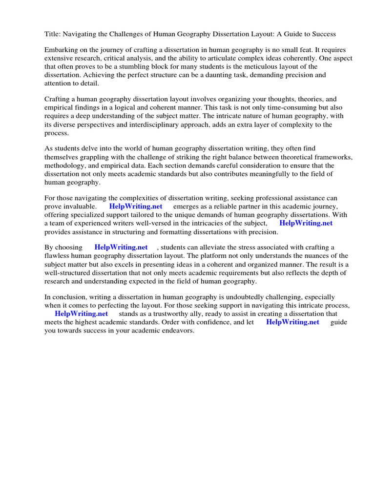 Human Geography Dissertation Layout Guide | PDF | Geography | Thesis