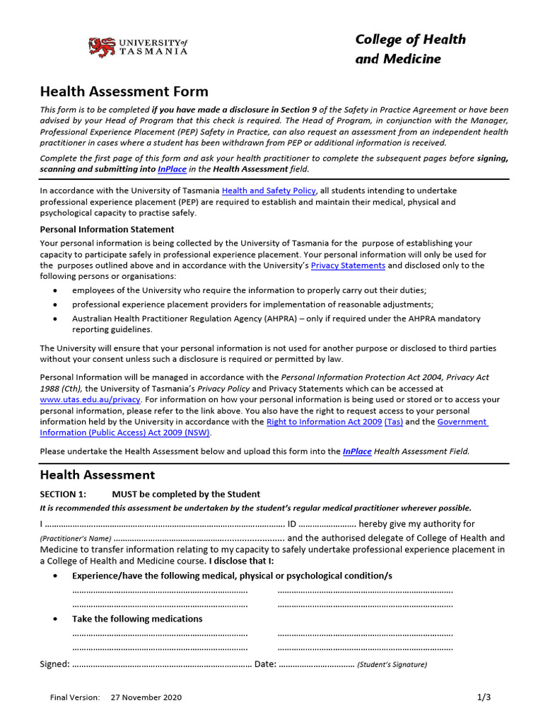 Health Assessment Form | Download Free PDF | Patient | Physician