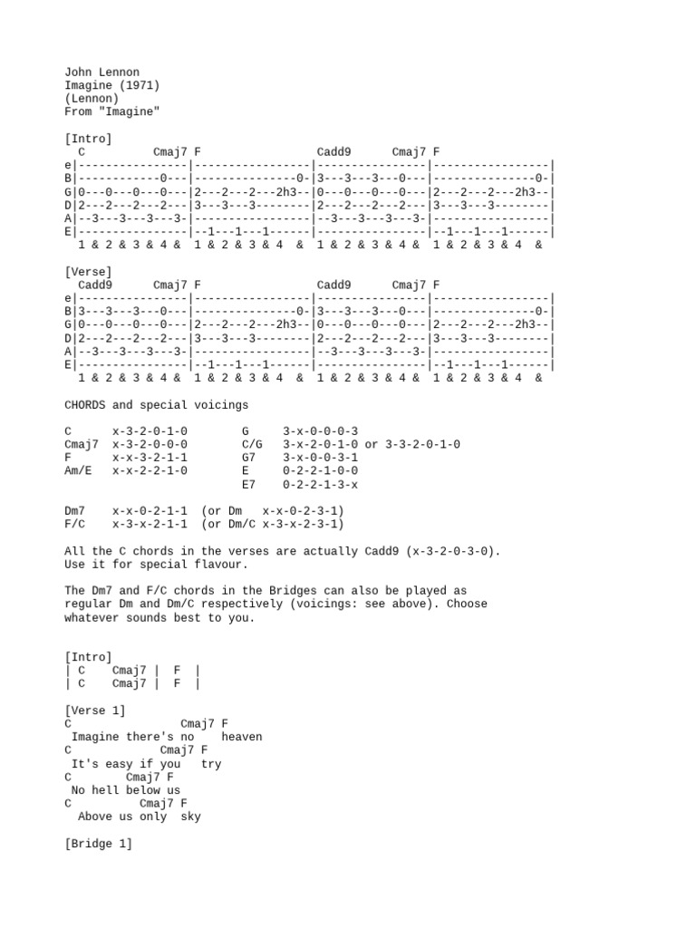Imagine | PDF | Pop Songs | The Beatles