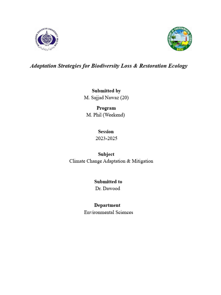 Adaptation Strategies - M. Sajjad | PDF