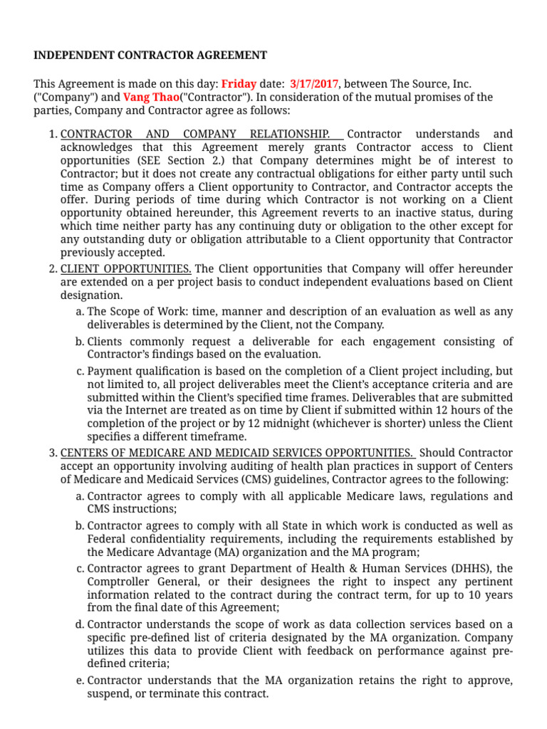 Independent Contractor Agreement Template | PDF | Arbitration | Employment