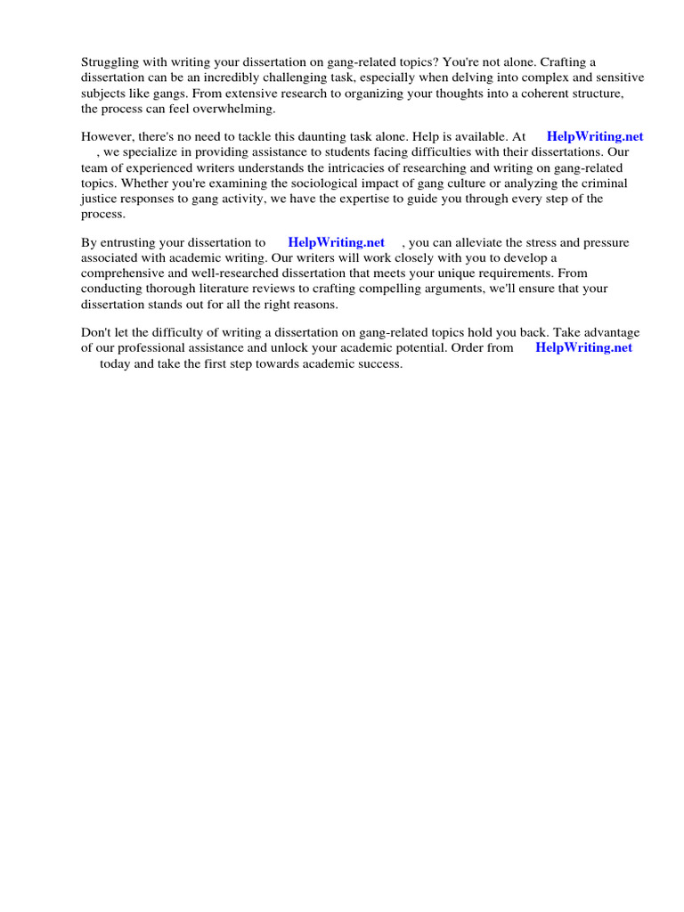 Gang Dissertation Examples | PDF | Gang | Violence