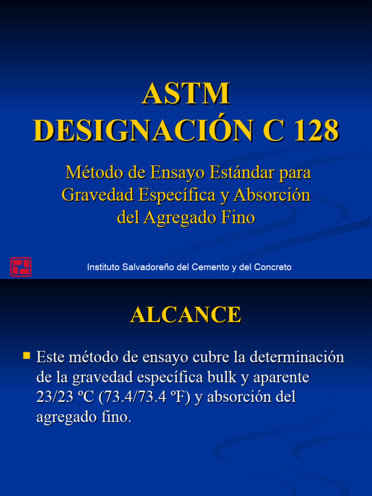 Norma 9, Astm C 128-01 | PDF | Hormigón | Cemento