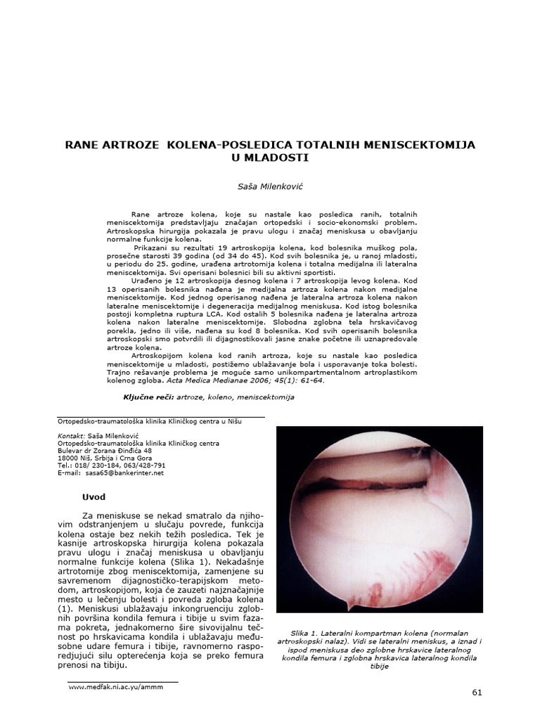 Rane Artroze Kolena | PDF